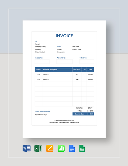 14+ Free Tax Invoice Templates - Word,Excel, AI
