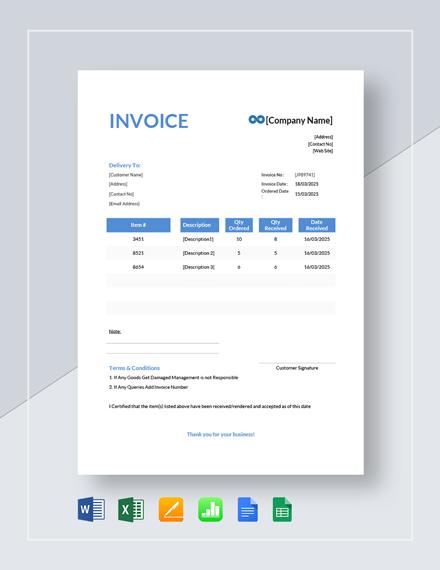 5+ Delivery Invoice Templates - Free Samples, Examples Format Download