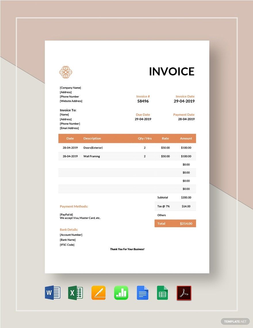 Exterior Design Invoice Template Download In Word Google Docs Excel 