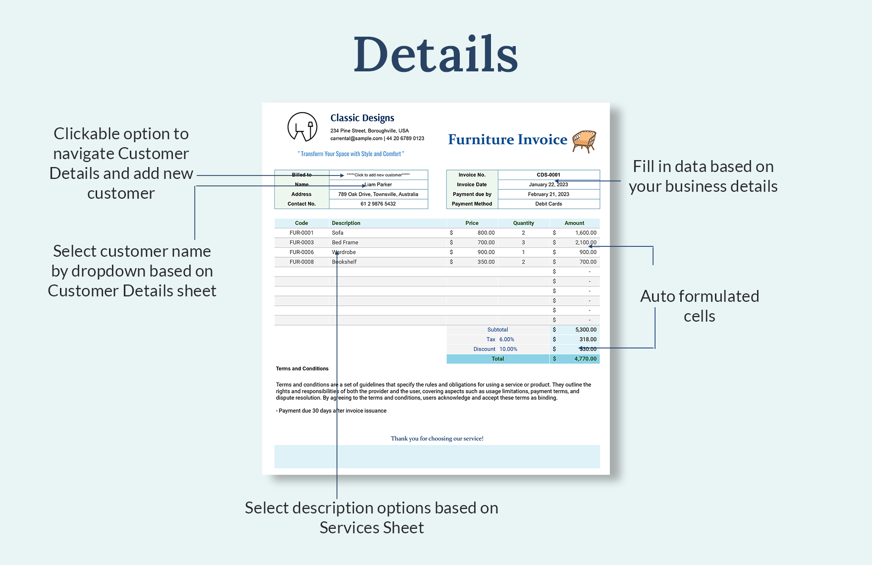 Furniture Invoice Template Download In Word Google Docs Excel PDF 