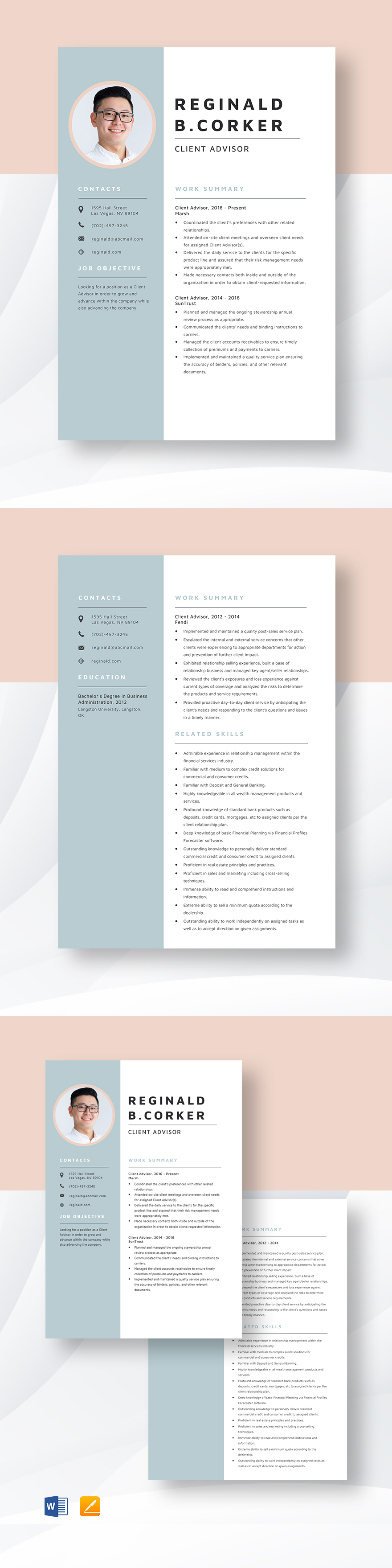 Free Client Advisor Resume Template - Word, Apple Pages | Template.net