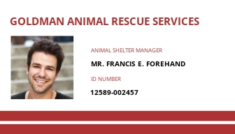 Animal Resue ID Card Template