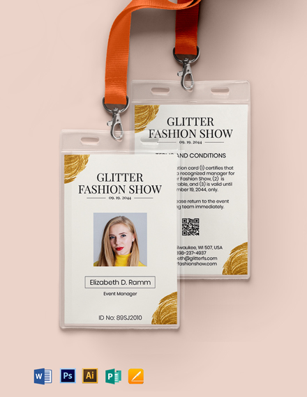 Sample Event ID Card Template Word PSD InDesign Apple Pages 