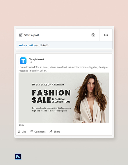 Clean Fashion Sale Linkedin Blog Post Template - PSD | Template.net