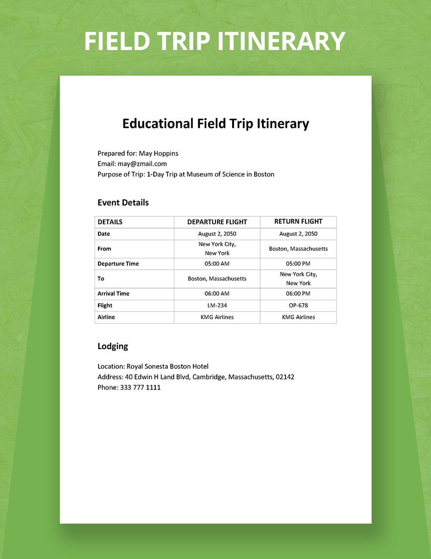 Field Trip Itinerary Template In Word Google Docs Download