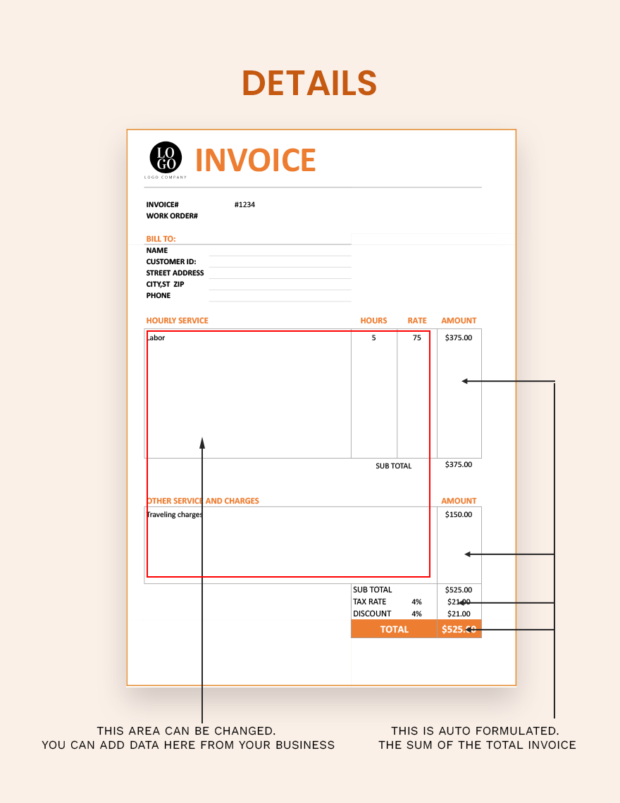 Consultancy Service Invoice Template - Google Docs, Google Sheets ...