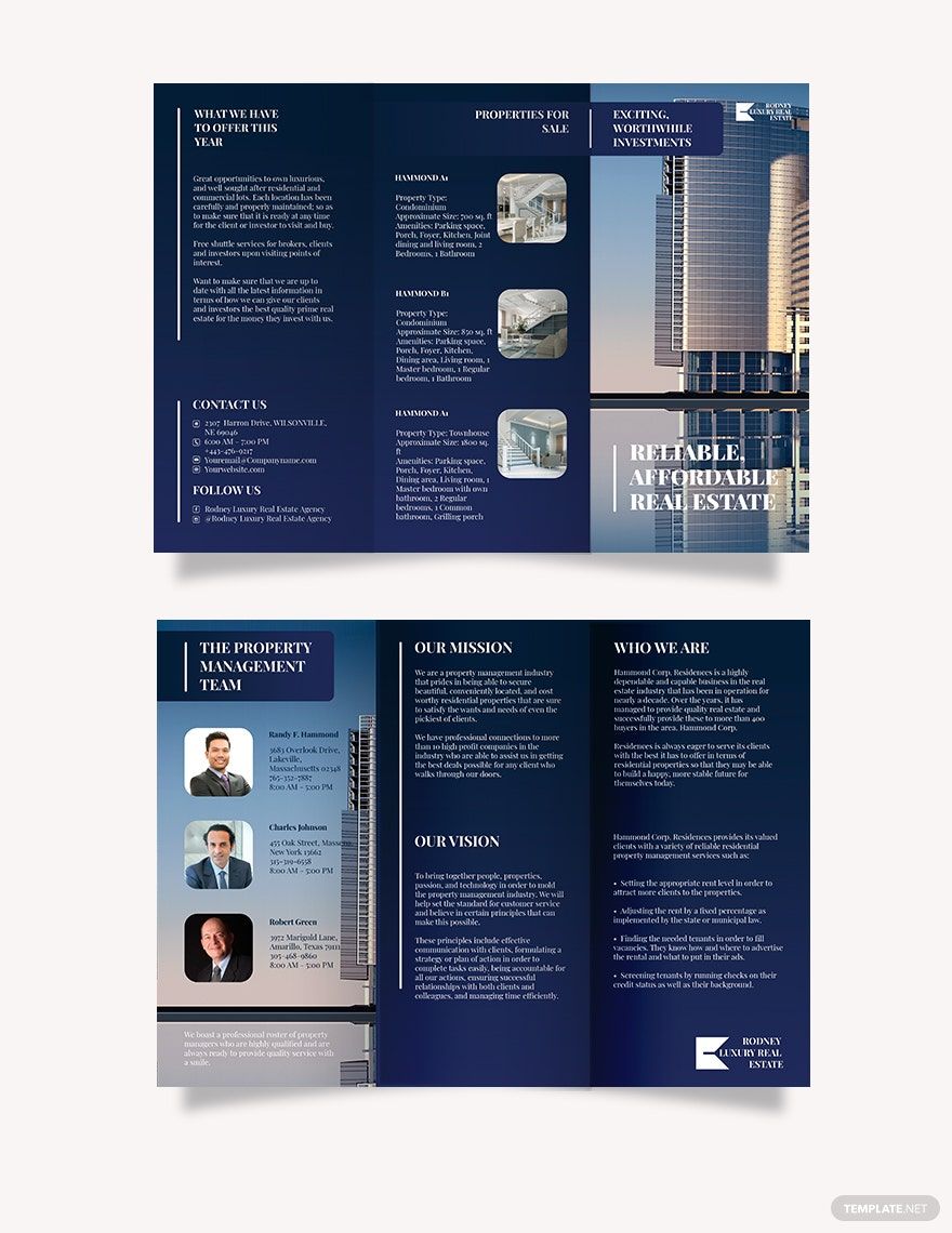 Luxury Real Estate Agent Agency Tri Fold Brochure Template Google 