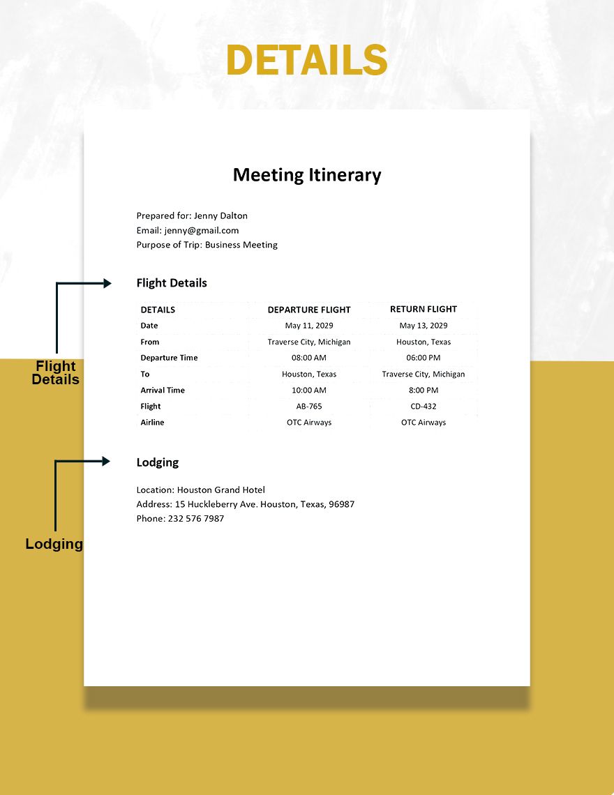 Meeting Itinerary Template - Word, Google Docs | Template.net