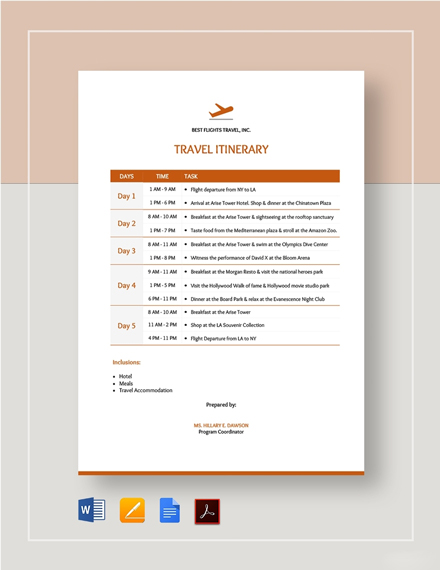 20 Travel Itinerary Templates Free Downloads Template