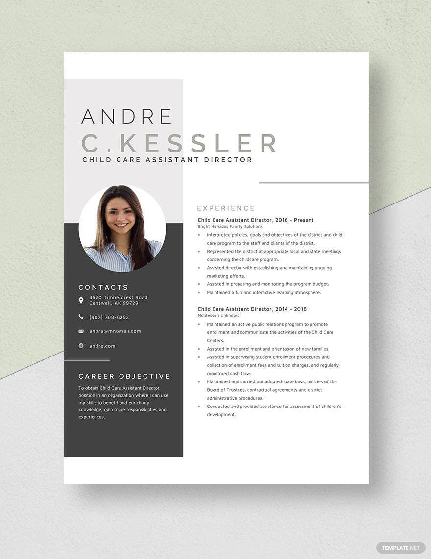 Child Care Assistant Director Resume In Pages Word Download