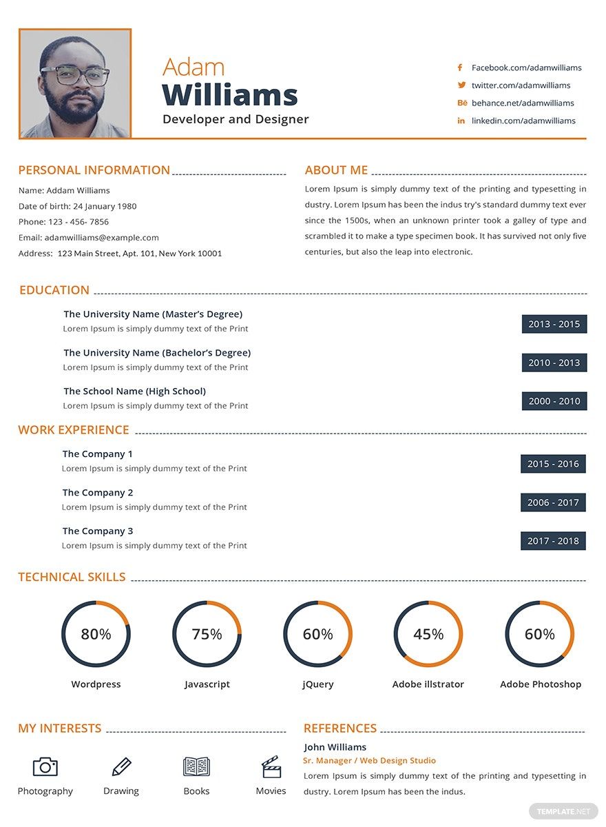 Simple Presentation Designer Resume Template - Word, Apple Pages, PSD ...