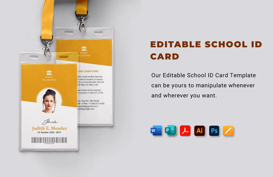 High School ID Card Template - Download in Word, Illustrator, PSD ...