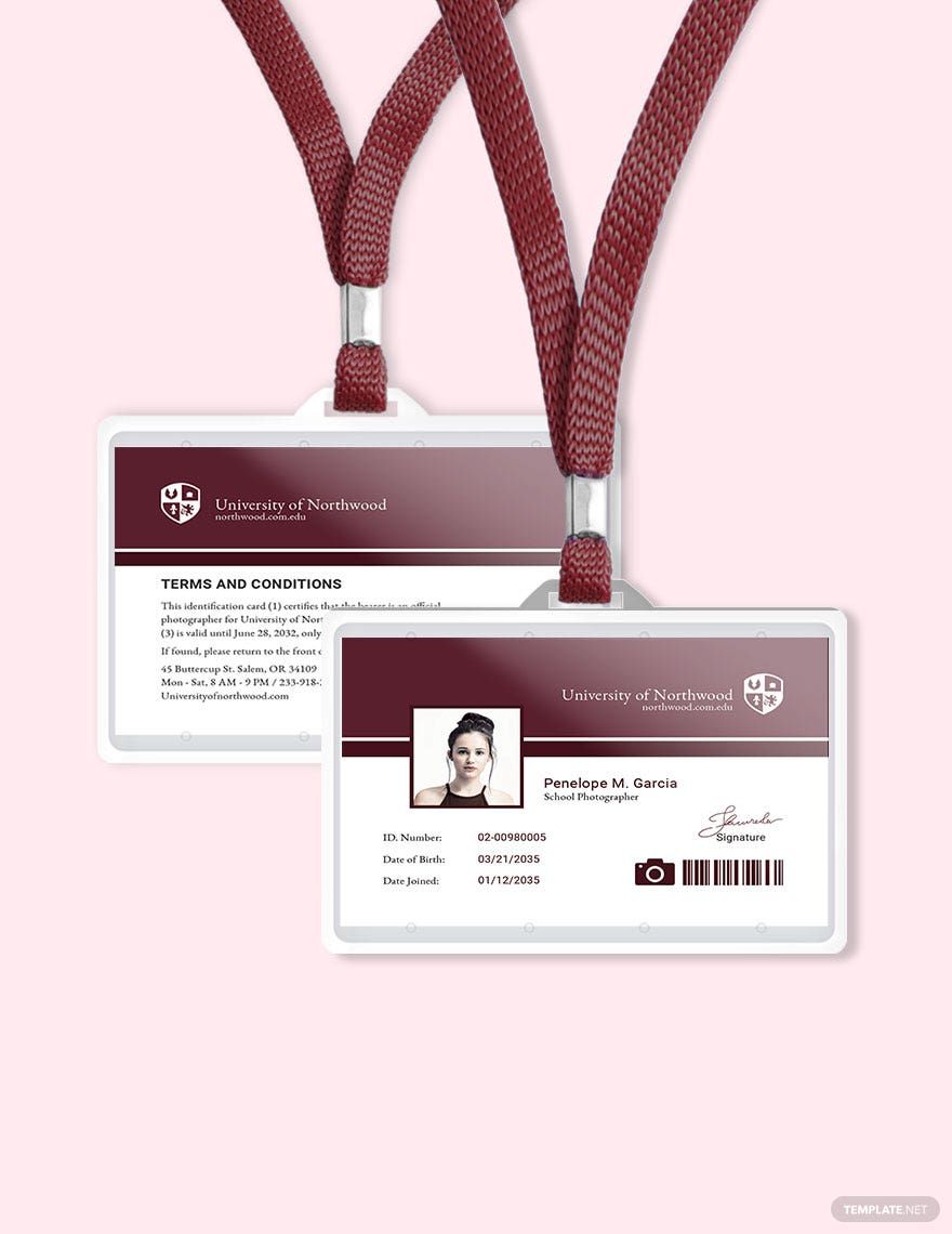 Simple High School ID Card Template - Illustrator, Word, Apple Pages ...