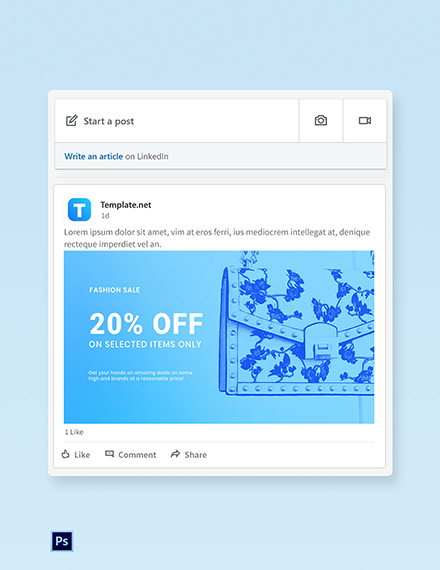 Basic Fashion Sale LinkedIn Blog Post Template - PSD | Template.net
