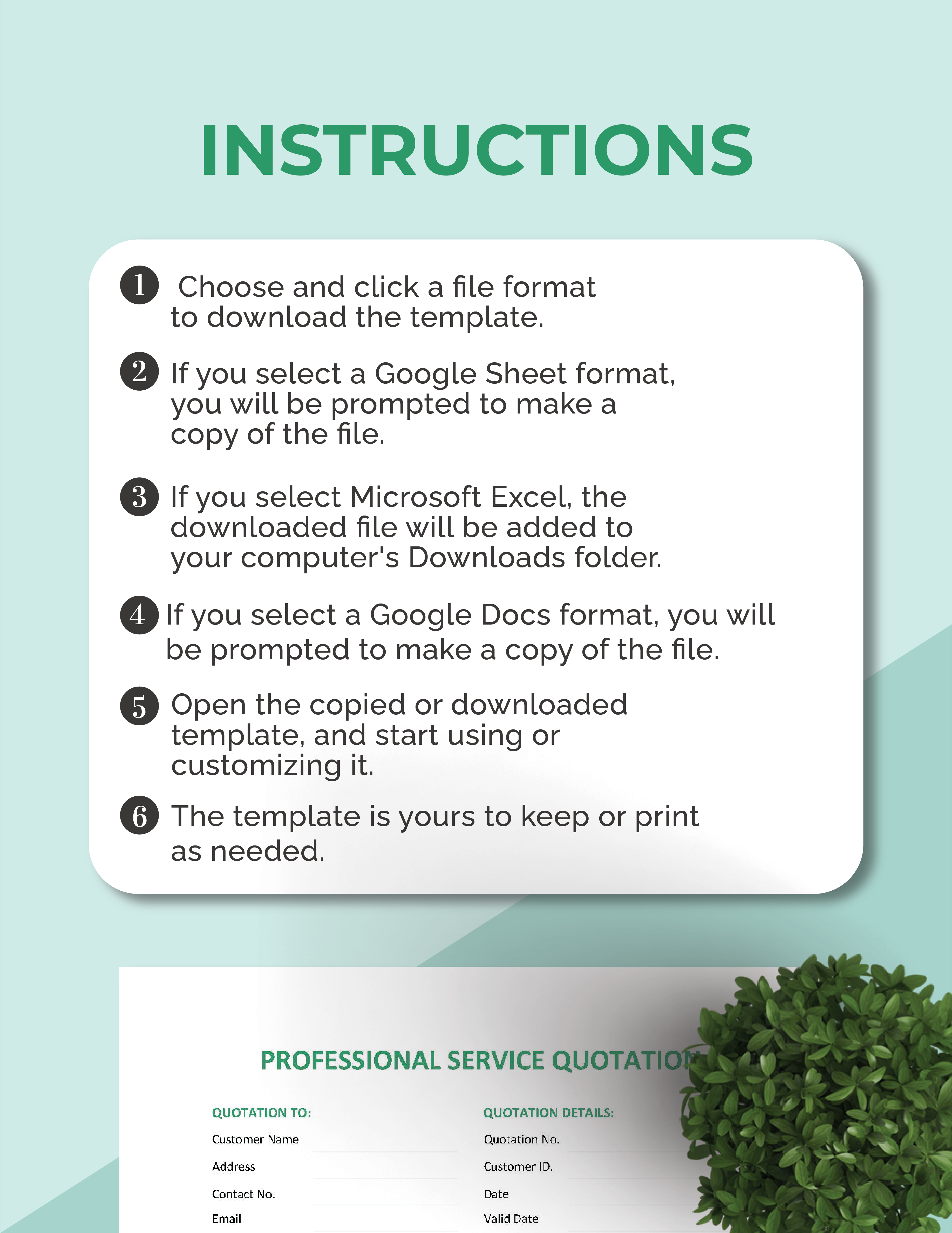 Professional Service Quotation Template - Google Docs, Google Sheets ...