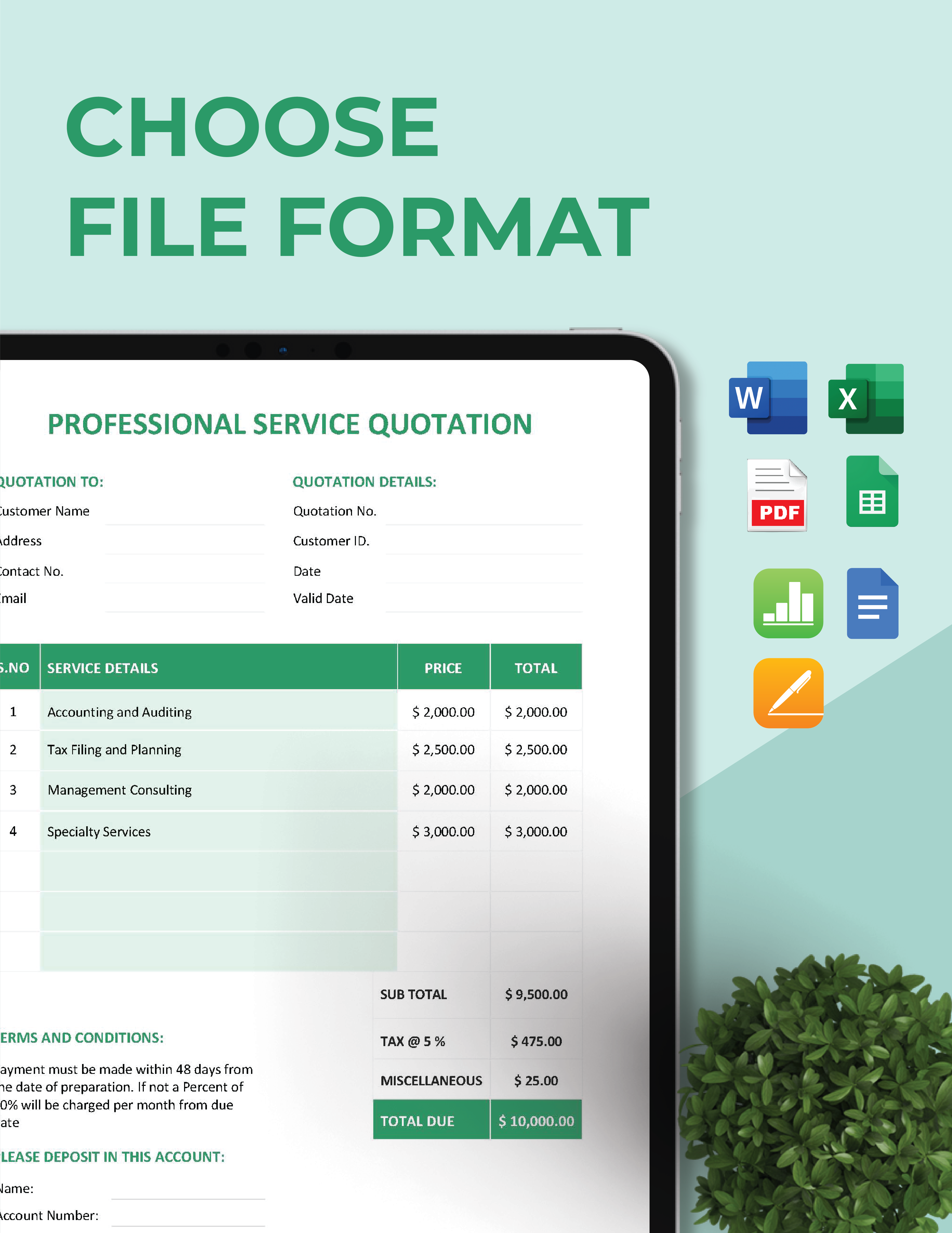 Professional Service Quotation Template - Download in Word, Google Docs ...