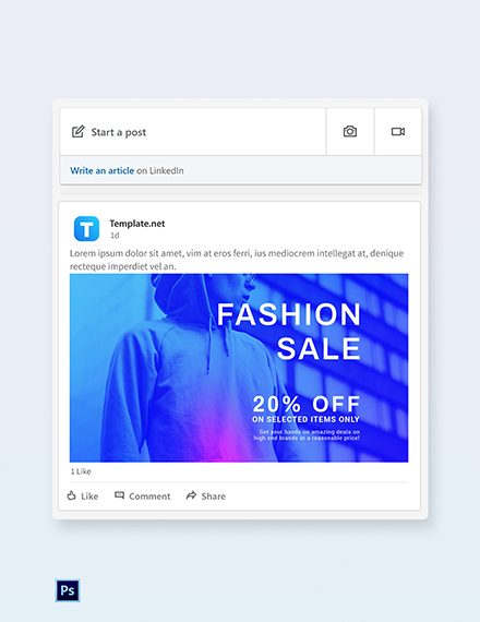 Basic Fashion Sale LinkedIn Blog Post Template - PSD | Template.net