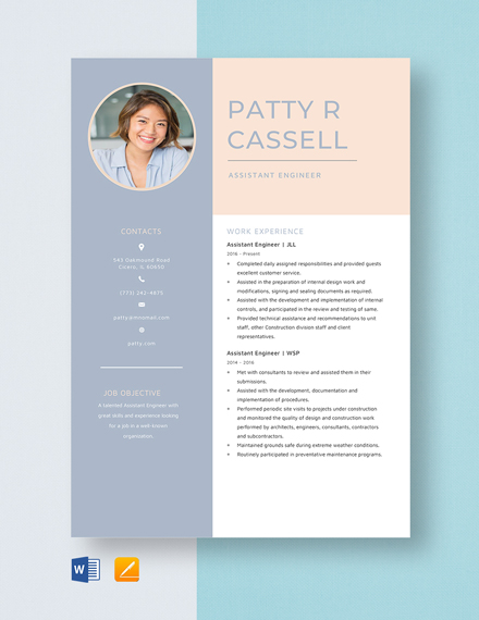 Free Assistant Resident Engineer Resume - Download in Word, Apple Pages ...