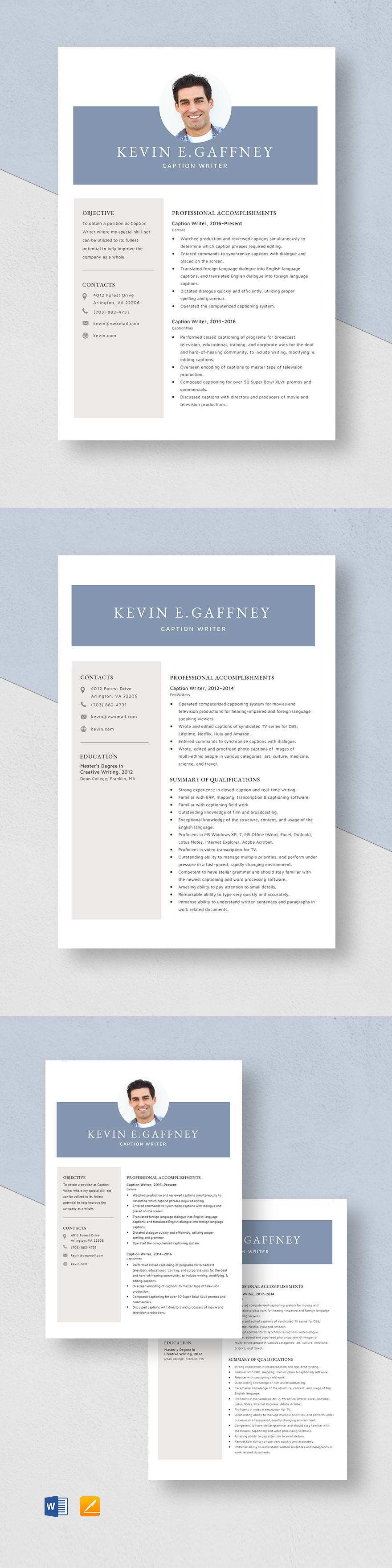 Caption Writer Resume Template - Word, Apple Pages | Template.net