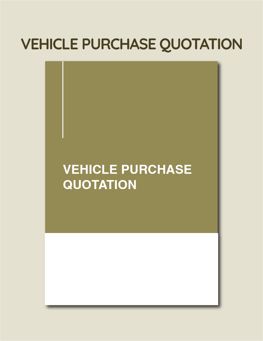 Vehicle Purchase Quotation Template - Google Docs, Google Sheets, Excel ...