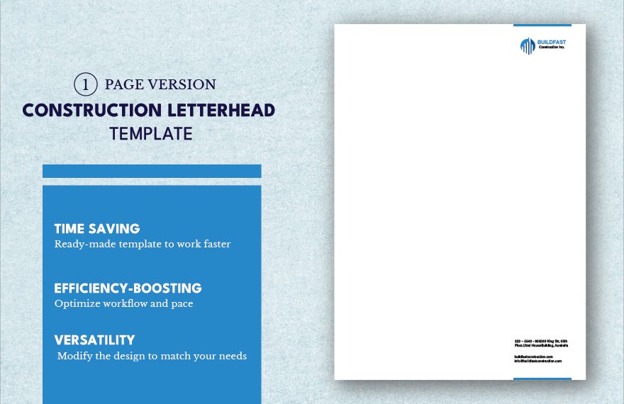 Construction Letterhead Template - Illustrator, InDesign, Word, Apple ...