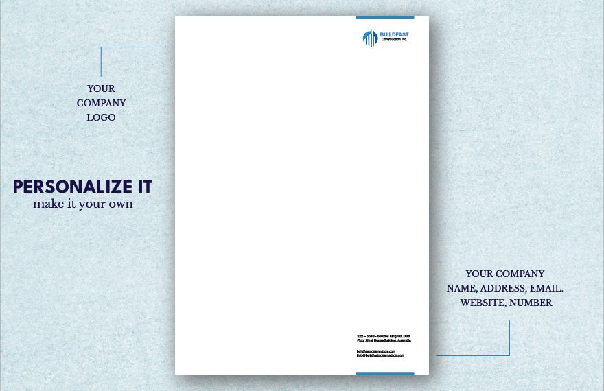 Construction Letterhead Template - Word, Illustrator, PSD, Apple Pages ...
