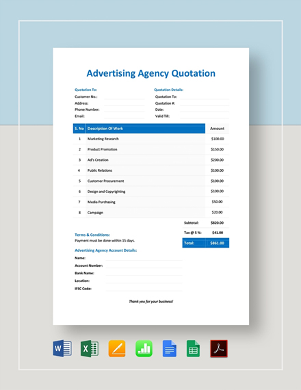 Simple Quotation Template - Google Docs, Google Sheets, Excel, Word ...