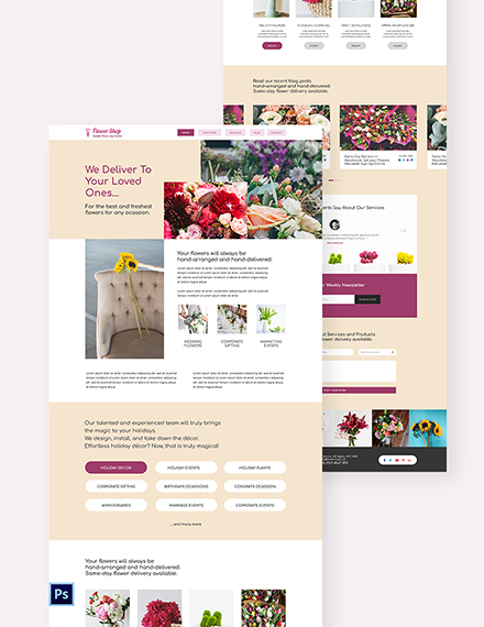 Flower Shop Bootstrap Landing Page Template - Download in HTML5 ...