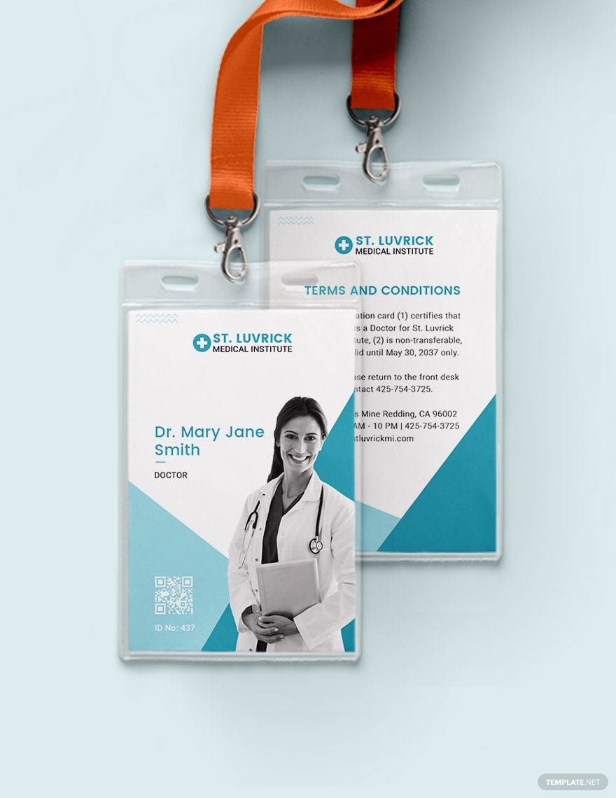Portrait Horizontal Medical ID Card Template In Pages PSD Publisher 