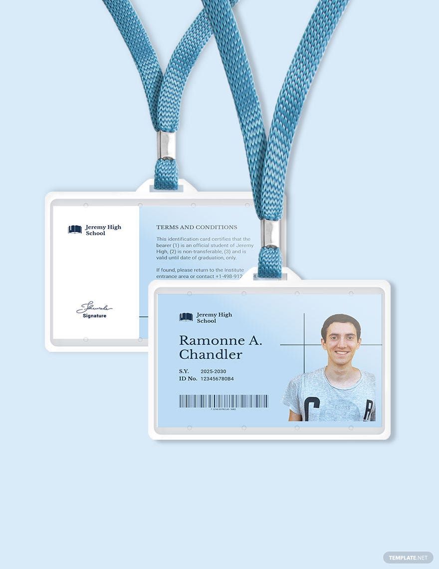 Printable School ID Card Template Illustrator Word Apple Pages PSD 