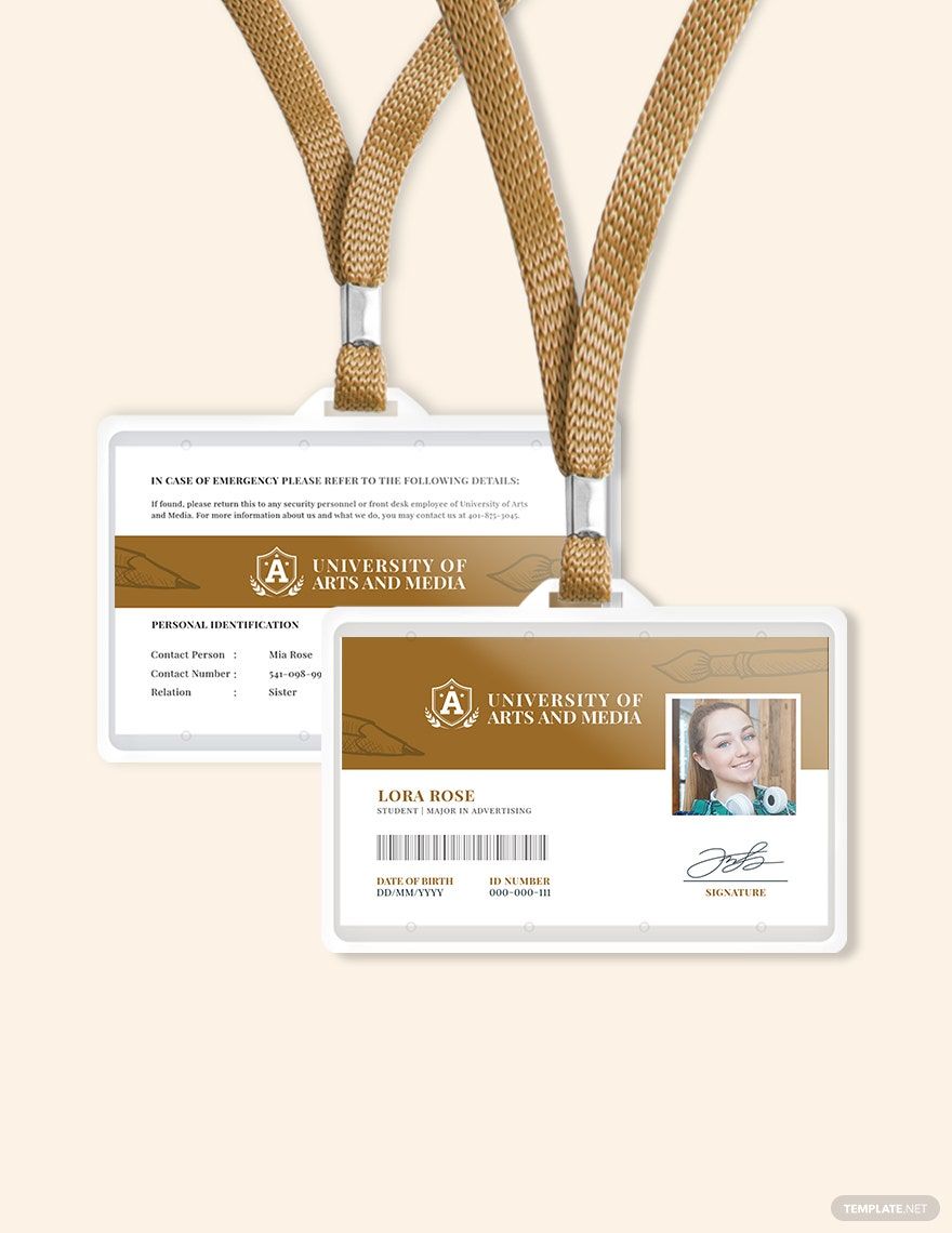 Free Modern University ID Card Template - Illustrator, Word, Apple ...