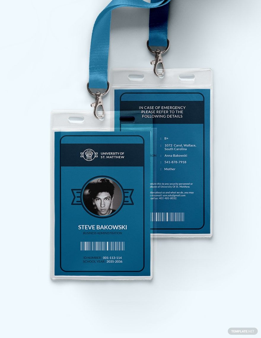 Free Modern University ID Card Template - Illustrator, Word, Apple ...
