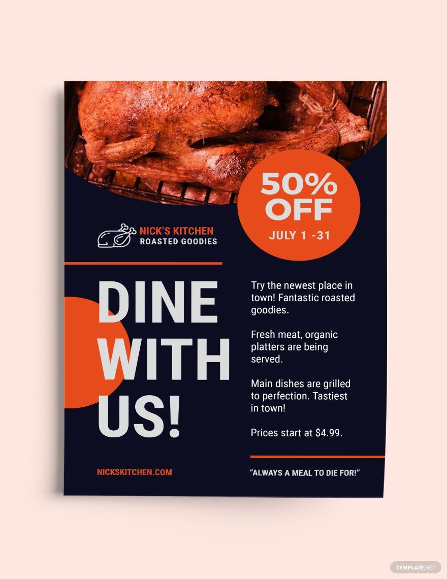 Free A5 American Dinner Flyer Template - Google Docs, Illustrator, InDesign, Word, Apple Pages, PSD, Publisher | Template.net