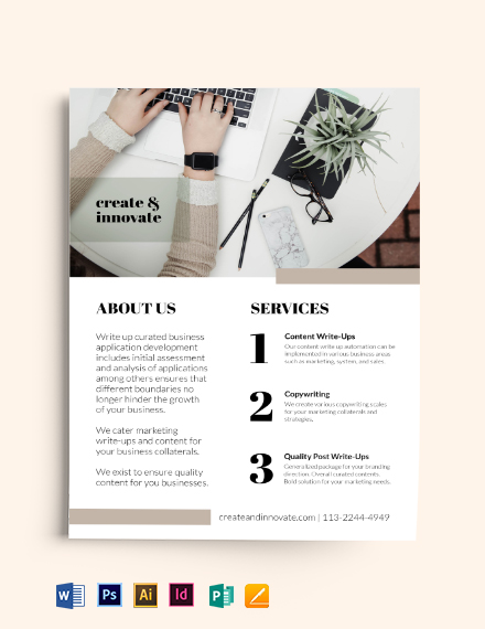 A5 Flyer Template Word PSD InDesign Apple Pages Publisher 