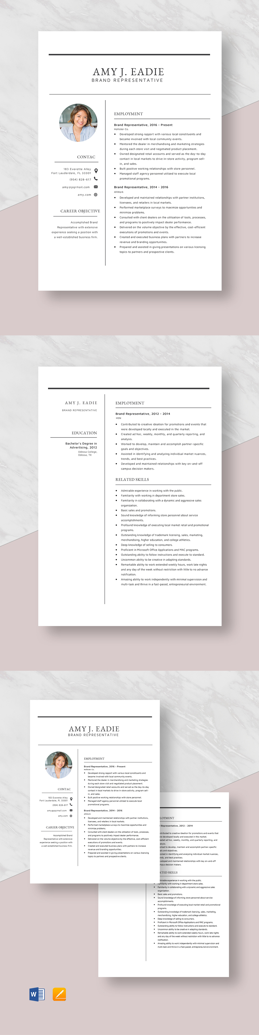 Brand Specialist Resume Template - Word, Apple Pages | Template.net