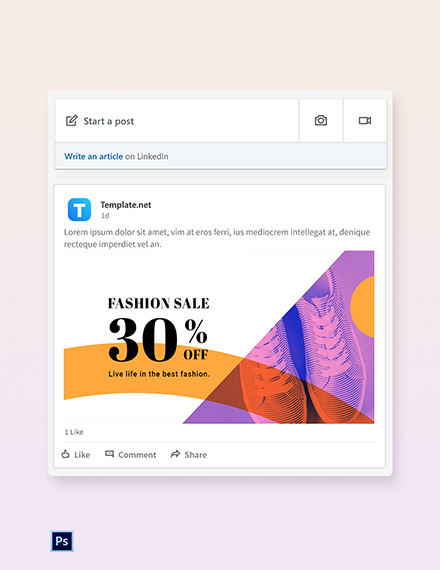 Basic Fashion Sale LinkedIn Blog Post Template - PSD | Template.net