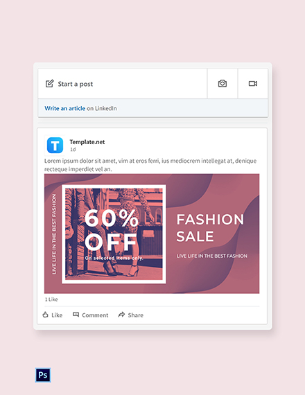 Basic Fashion Sale LinkedIn Blog Post Template - PSD | Template.net