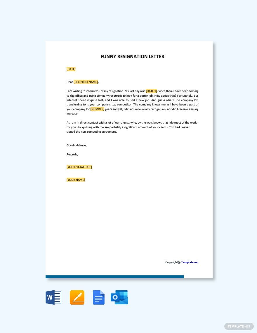 Free Funny Resignation Letter Template Download In Word Google Docs 