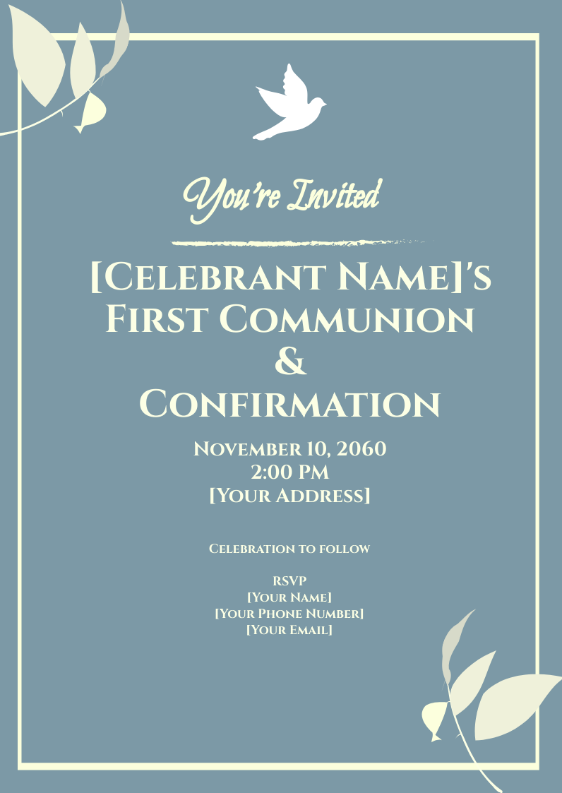 First Communion Confirmation Invitation Template - Edit Online ...