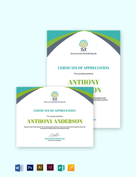 Religious Certificate Of Appreciation Template