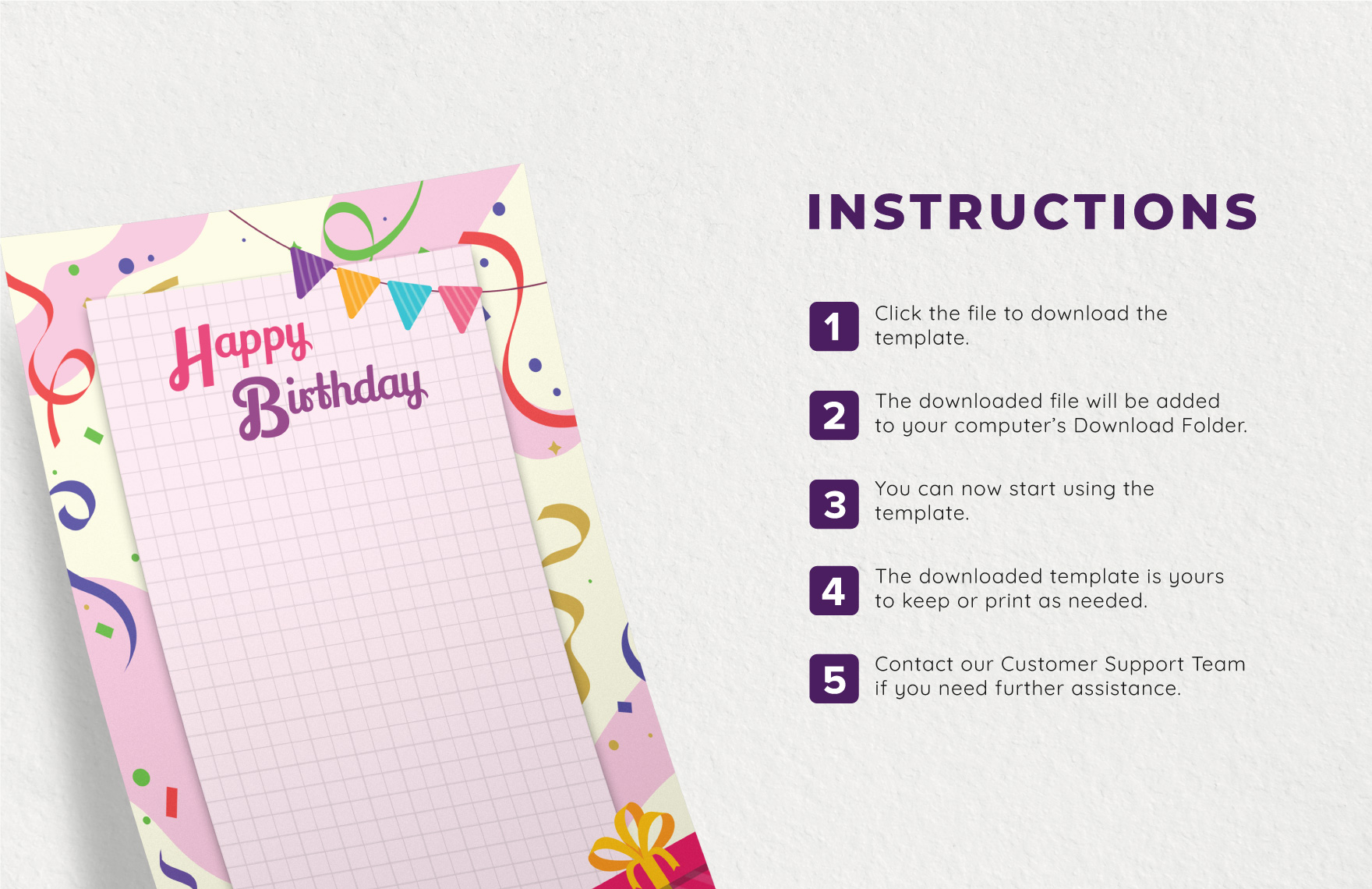 Free Happy Birthday Paper Template - Download in Word | Template.net