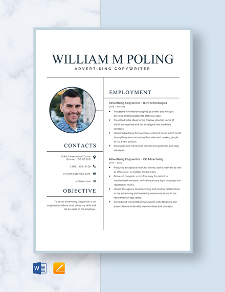 Advertising Copywriter Cover Letter - Google Docs, Word, Apple Pages ...