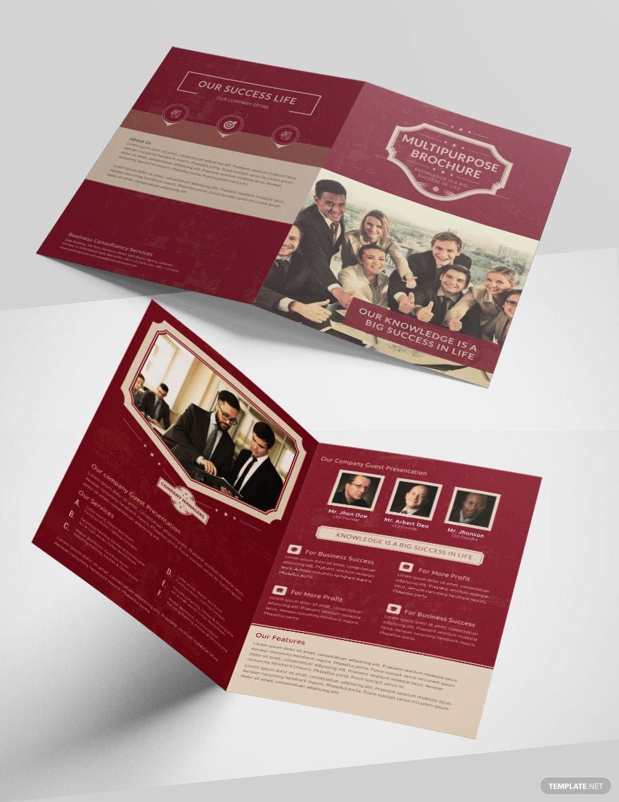 Bi Fold Brochures Templates Word Design Free Download Template