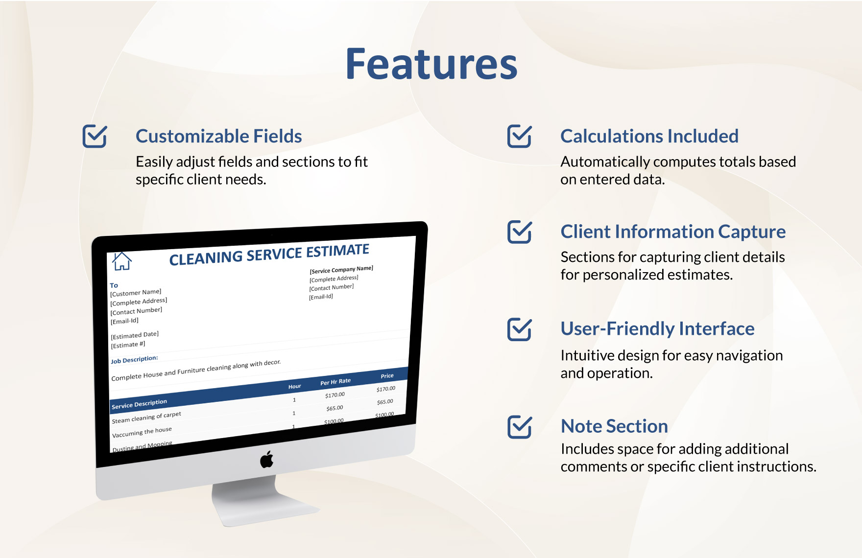 Cleaning Service Estimate Template in Google Docs, Google Sheets, Apple ...