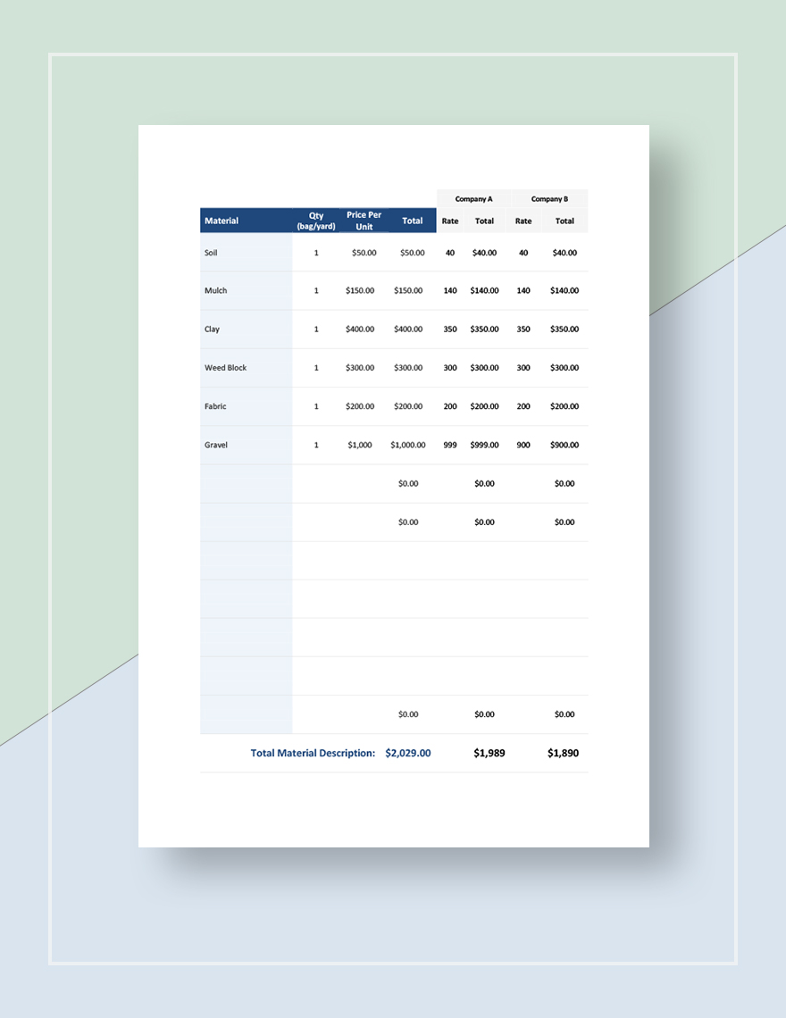 Landscape Bid Estimate Template Google Docs Google Sheets Excel 