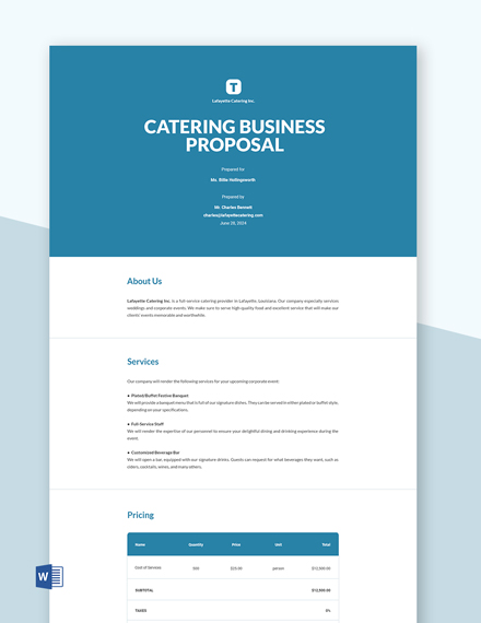 FREE Catering Proposal Letter Template - Word | Google Docs | Apple ...