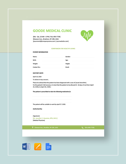 35+ Doctors Note Templates - Word, PDF, Apple Pages, Google Docs