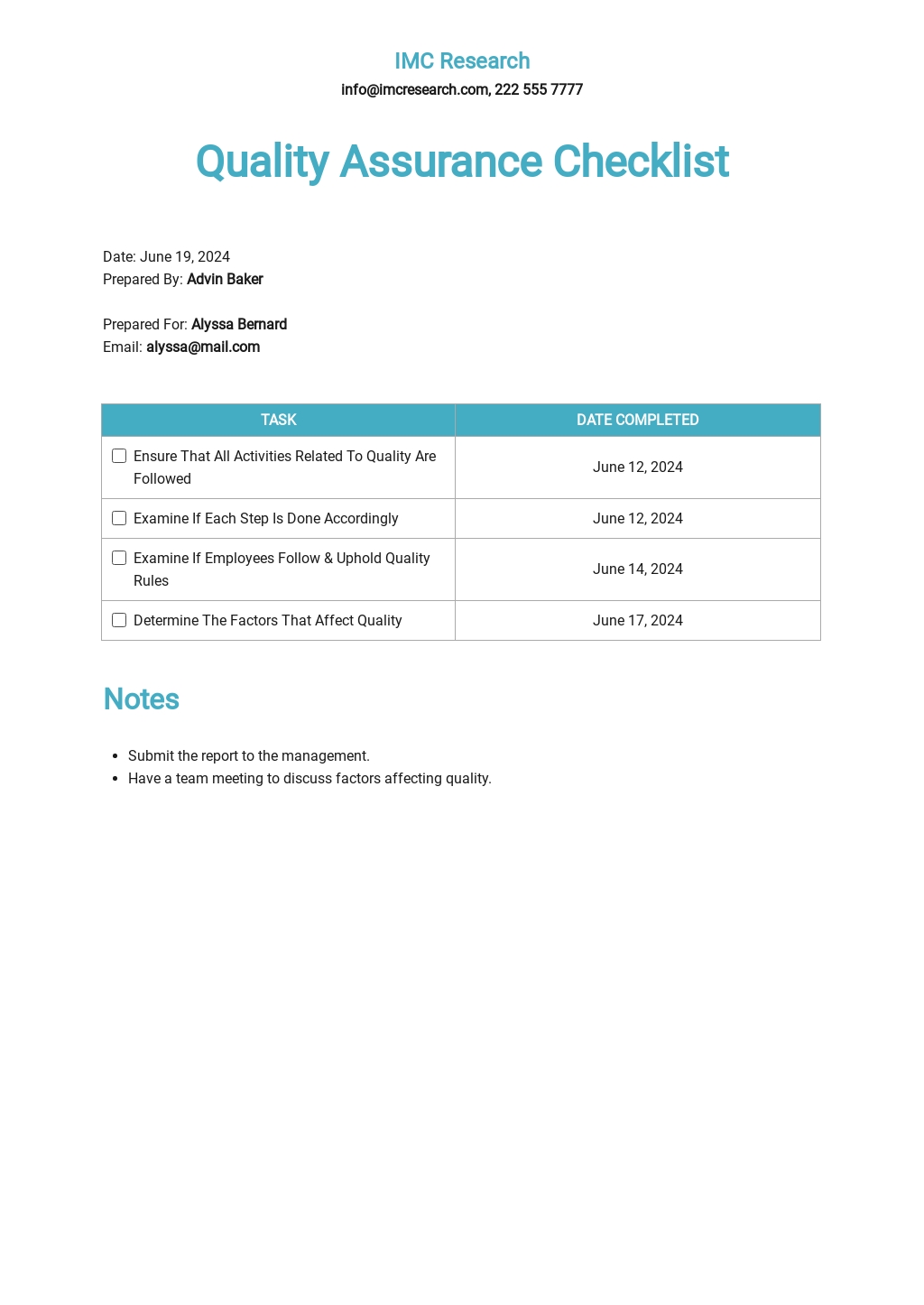 17 FREE Quality Checklist Templates Edit Download Template 17 FREE Quality Checklist Templates Edit Download Template