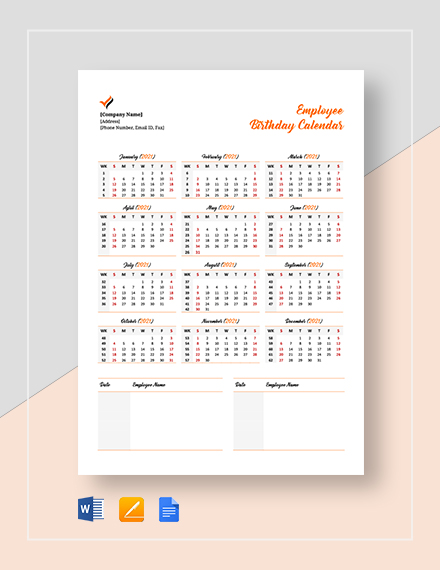 Birthday Calendar - 14+ Free Word, PDF, PSD Documents Download