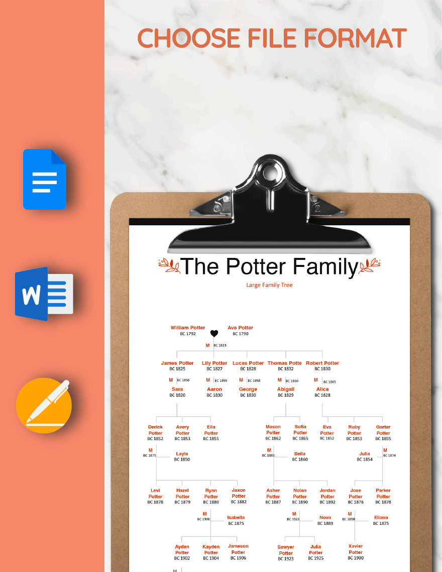 Large Family Tree Template - Word, Google Docs, Apple Pages | Template.net